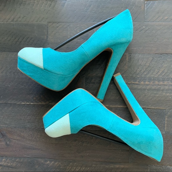 Wild Diva | Shoes | 5 Sale Blue Color Block Platform Heels | Poshmark
